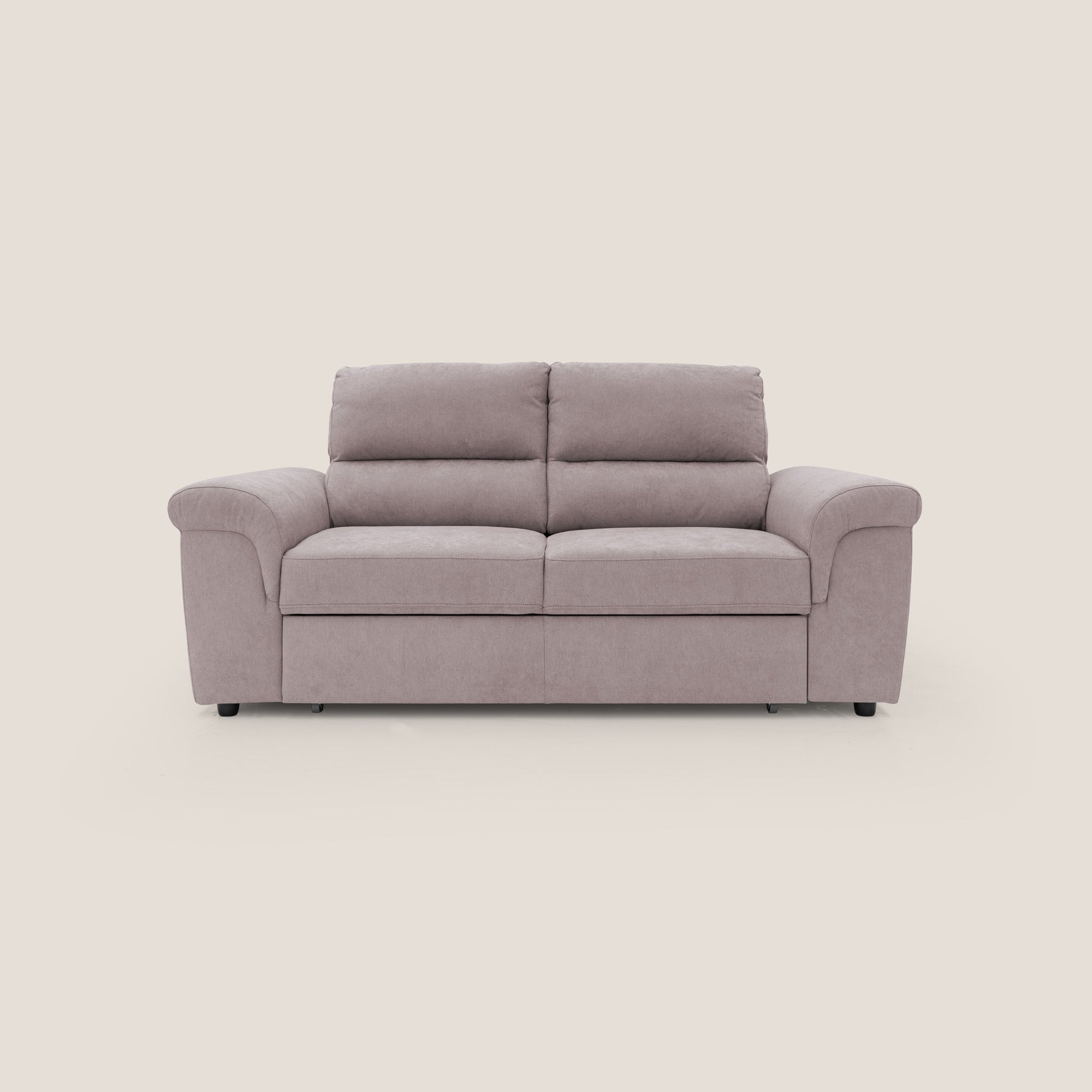 Minerva Sofa mit ausziehbarer Ottomane aus weichem wasserfestem Stoff T02 rosa - divani.store