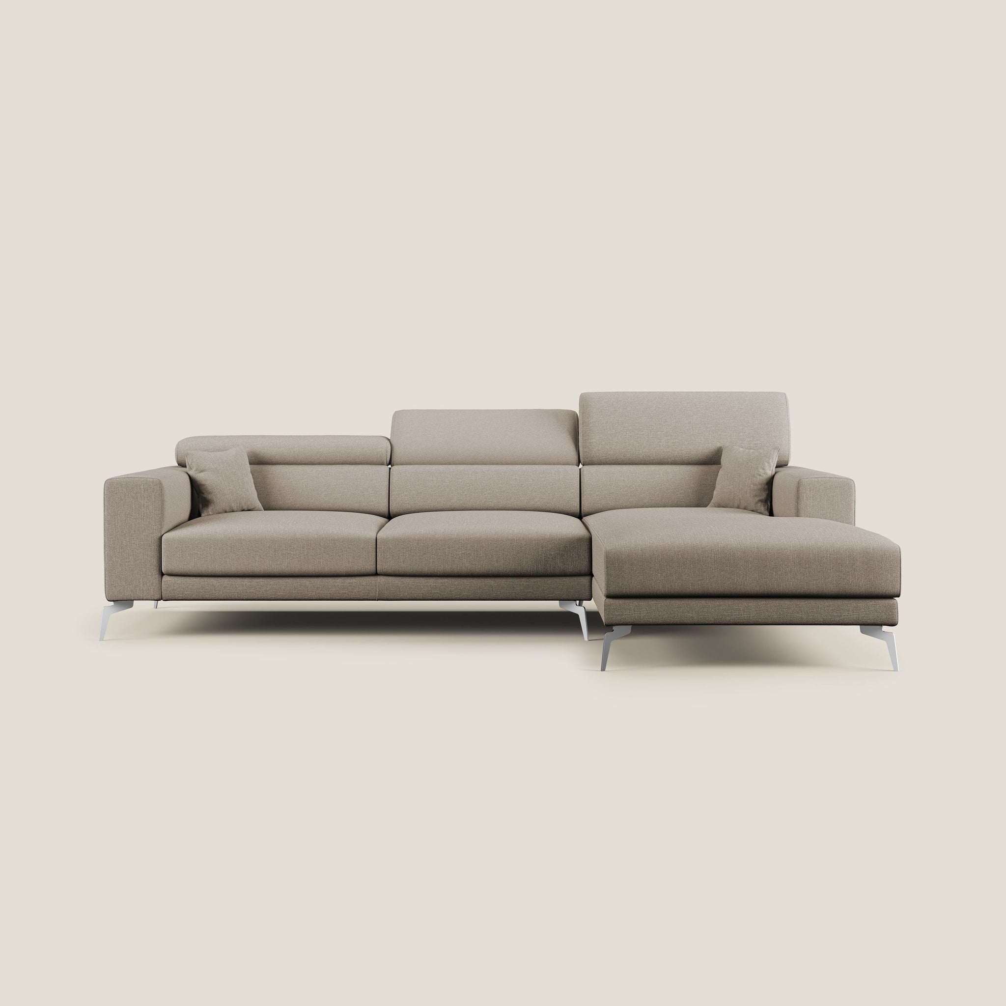 Blade Ecksofa mit verstellbaren Kopfstützen aus wasserfestem Stoff T13 beige - divani.store