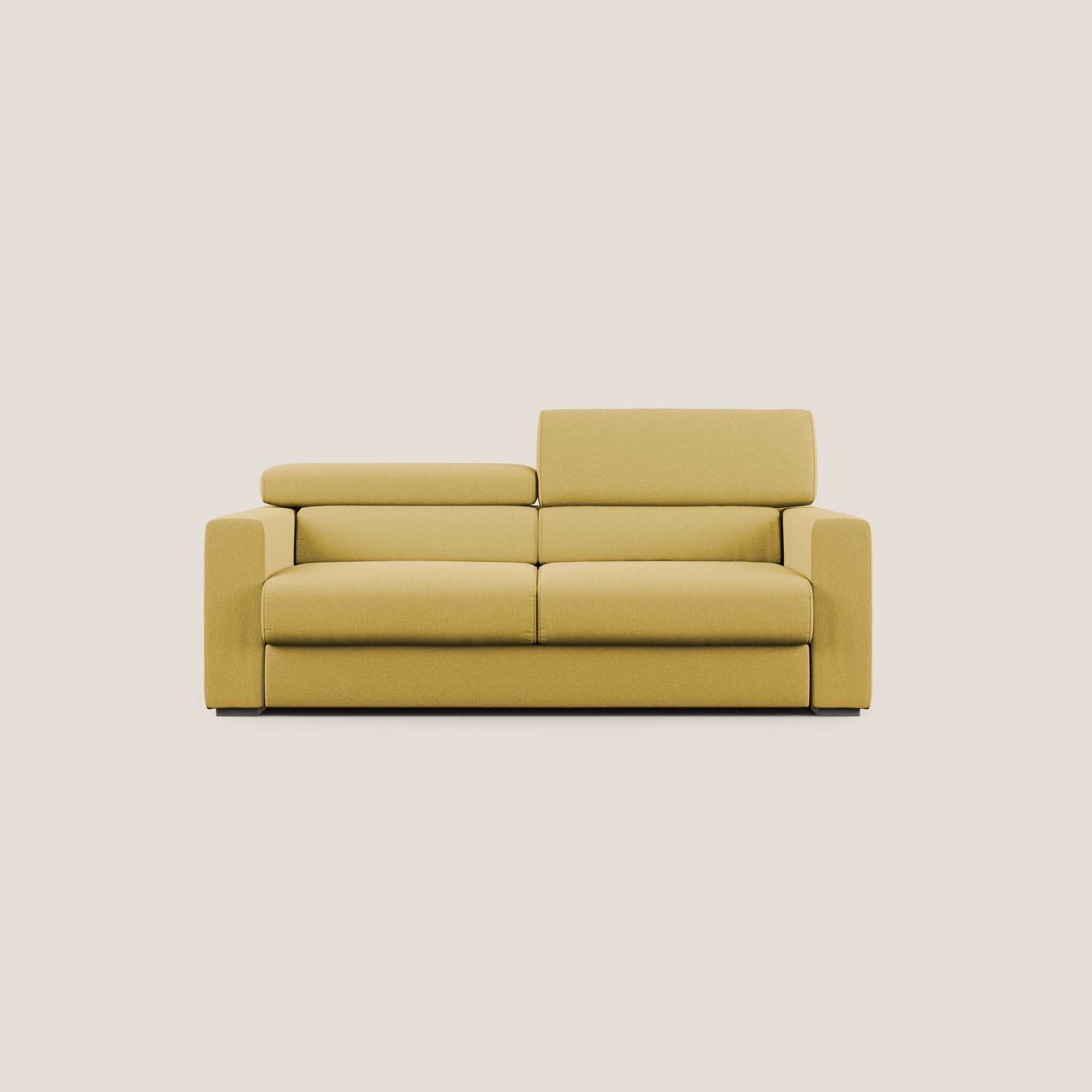 Dylan Sofa mit Bettkastenauszug aus wasserfestem, Baumwollartigem Stoff T13 gelb - divani.store