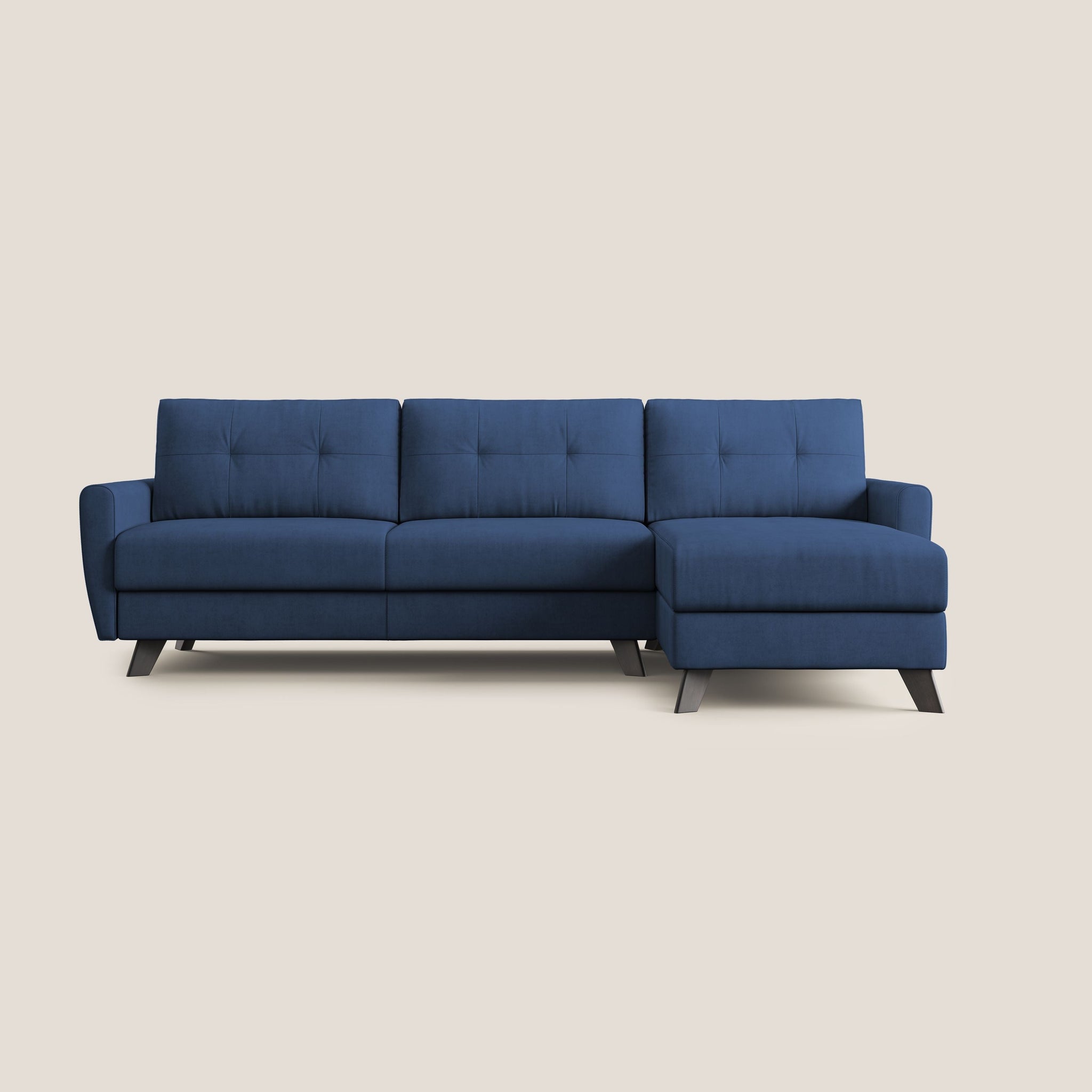 Callisto Ecksofa mit Schlaffunktion mit Halbinsel aus weichem, wasserfestem Stoff T02 blau ...