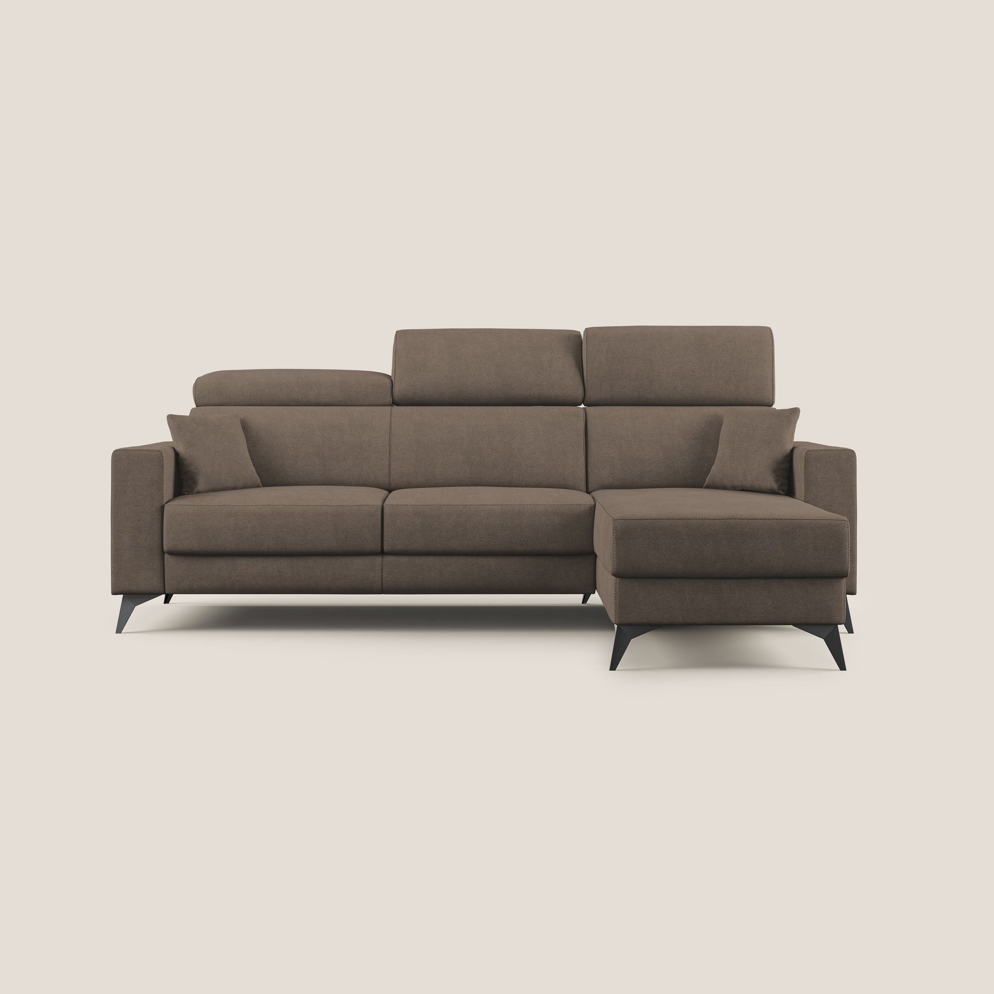 Pegaso Ecksofa mit Schlaffunktion mit verstellbaren Kopfstützen und wasserfestem Bezug T02 braun ...