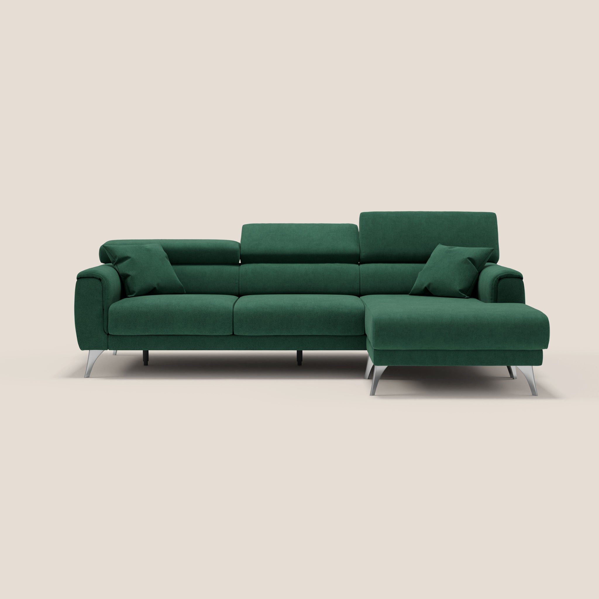 Caravaggio Ecksofa mit verschiebbaren Sitzen aus wasserfestem, weichem Stoff T02 grün - divani.store