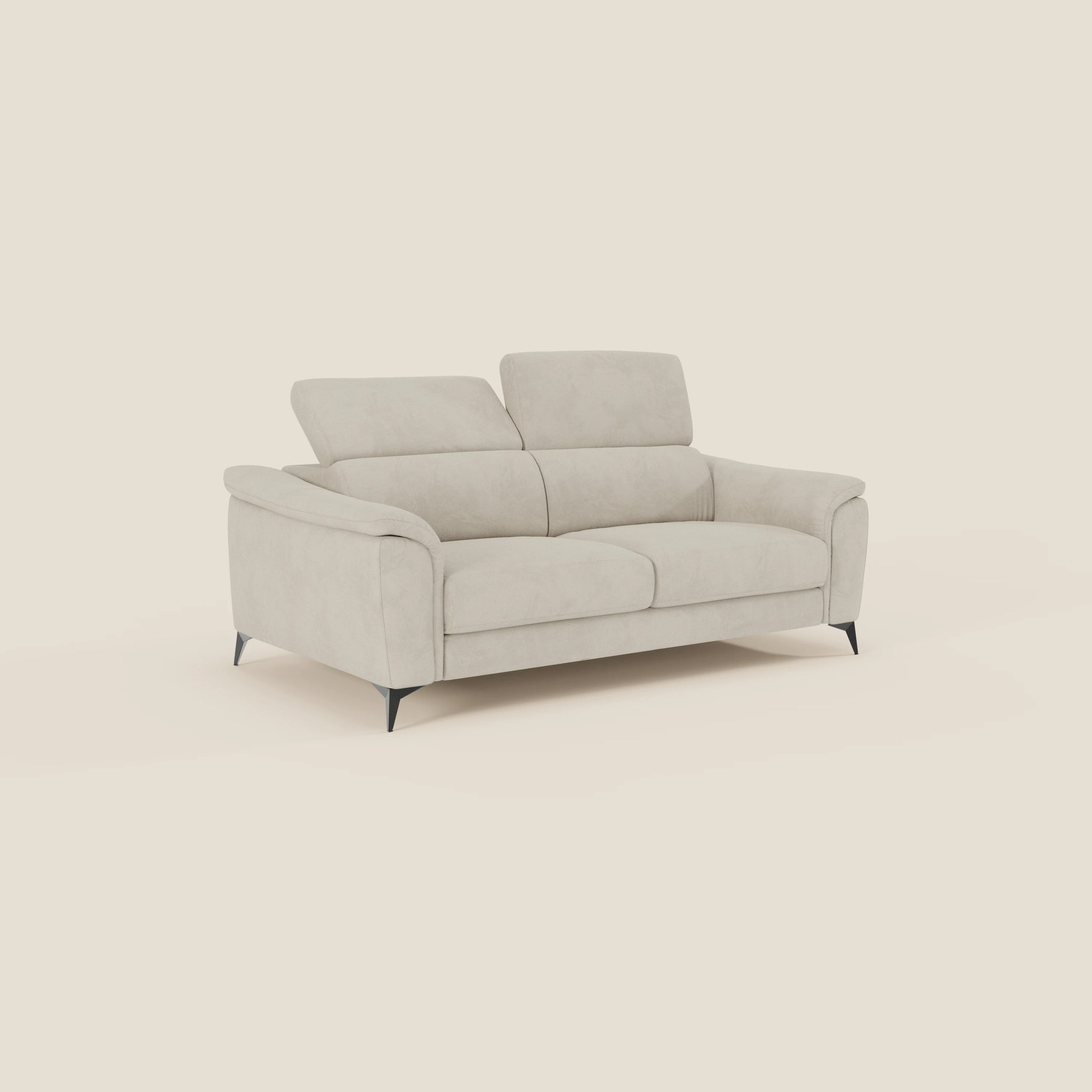 Arcos Sofa mit ausziehbaren Sitzen – hohe Füße, Kopfstützen aus wasserfester Mikrofaser